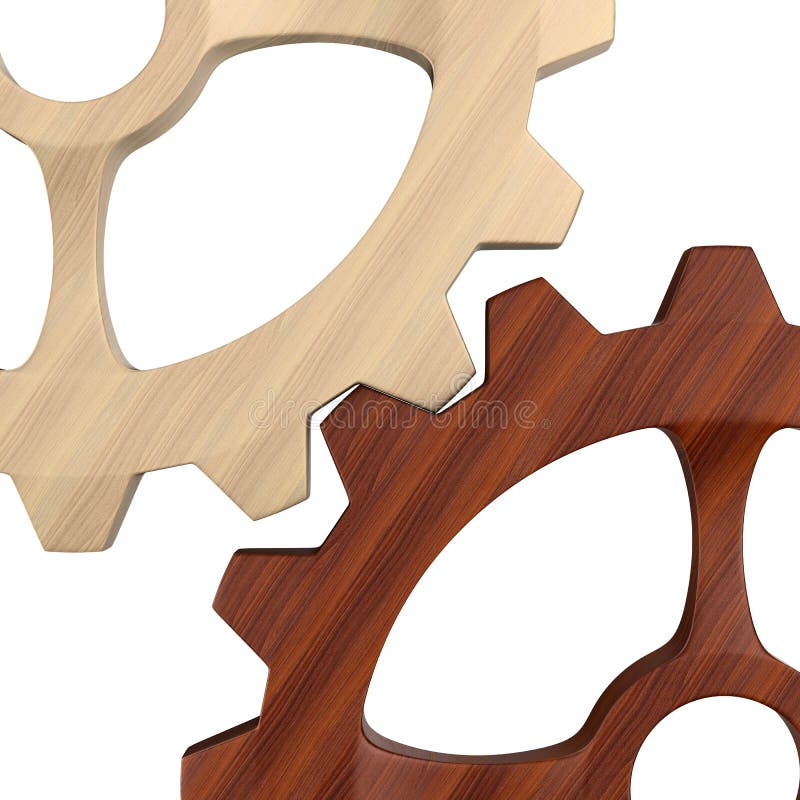 Set of wooden gear wheels stock illustration. Illustration of machine ...