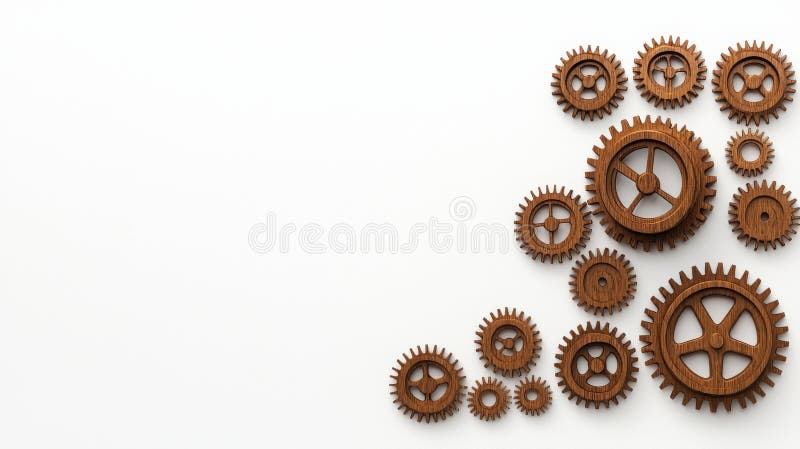 Wooden Gears Interlock Showcasing Process Improvement and Efficiency ...
