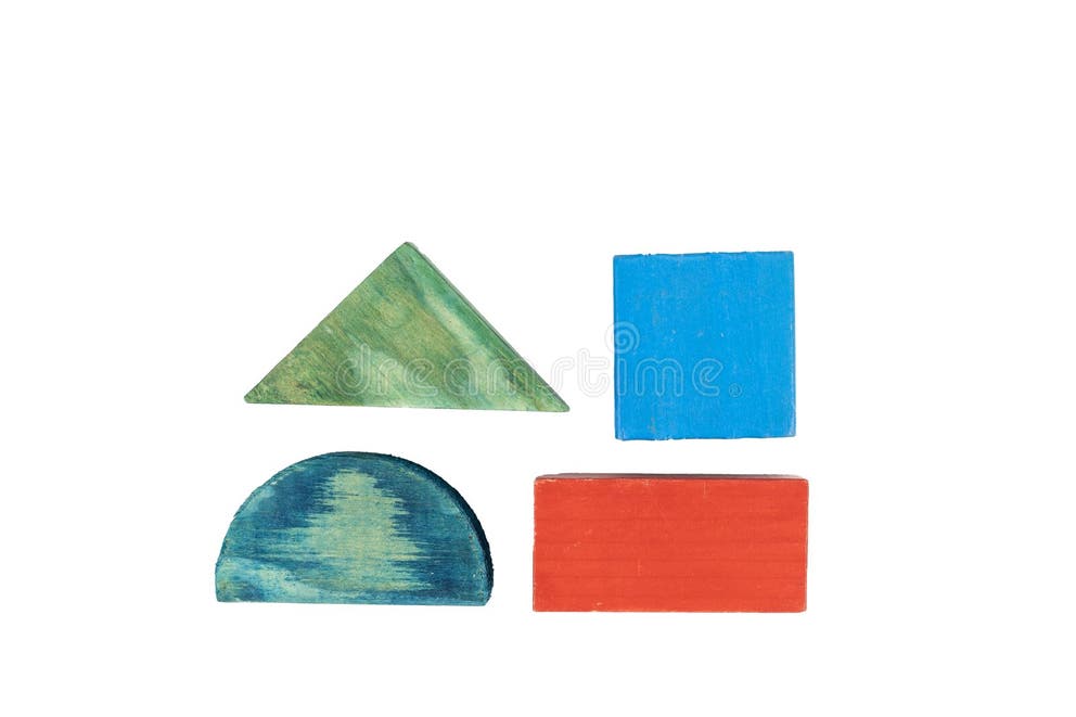 Wooden Geometry Shapes of Triangle, Square, Half Circle and Rectangular ...