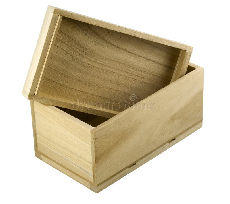 Wooden Gift Box with Open Lid Stock Image - Image of rough, unfinished ...