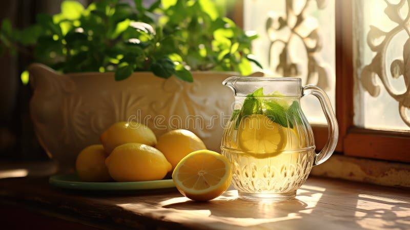 Wooden glass pitcher stock illustration. Illustration of generated ...