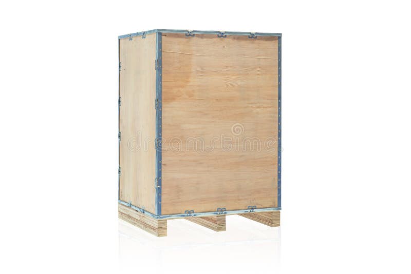Wooden Goods Box for Cargo Shipping Isolated Stock Image - Image of ...