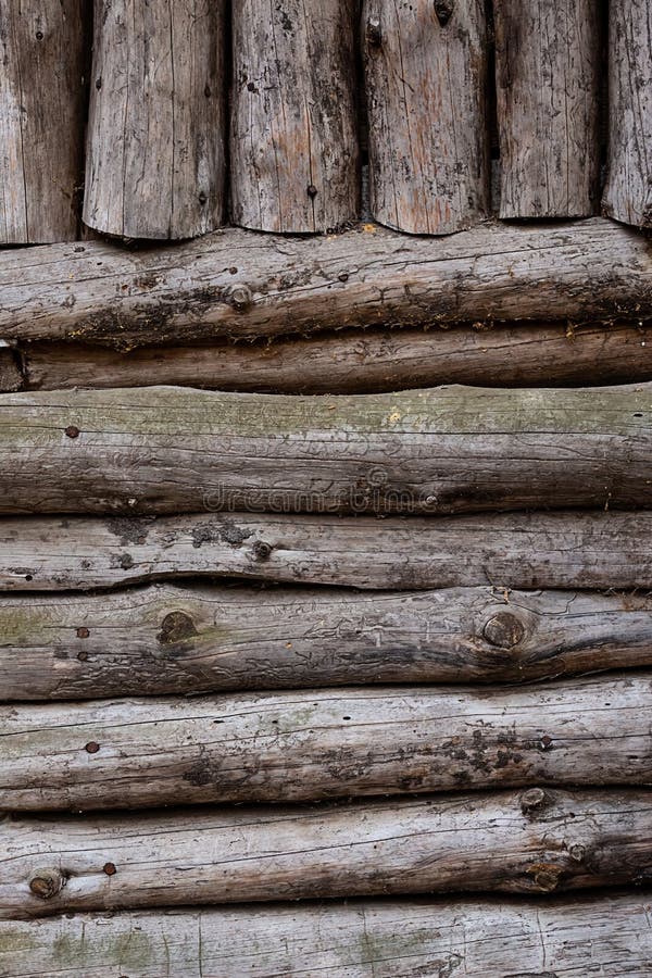 Wooden Gray Pattern. Logs Horizontal Wall Rustic Natural Stock Image ...