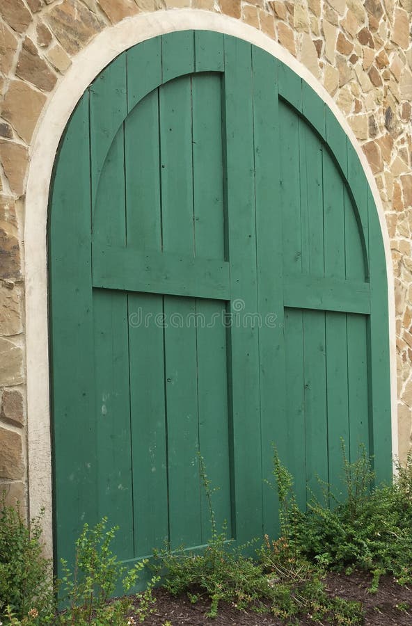 Wooden Green Gate of Building Stock Photo - Image of circle, background ...