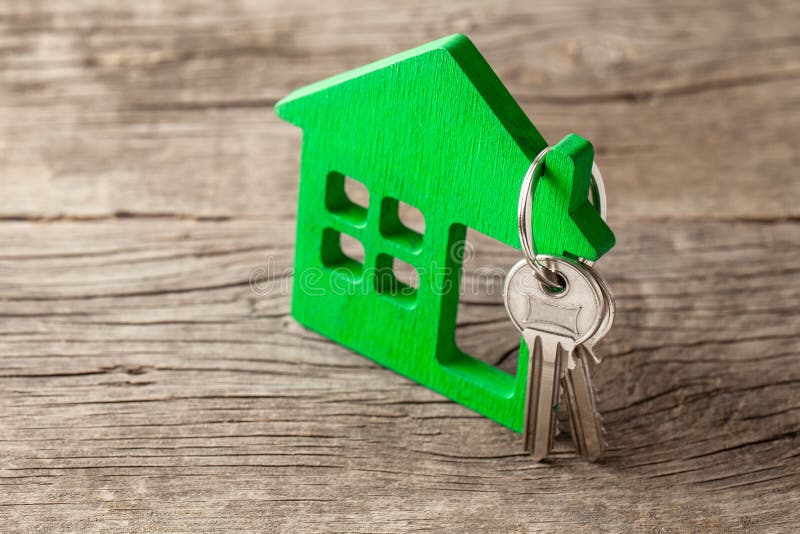 Wooden Green House and Keys on Old Wooden Boards Stock Image - Image of ...