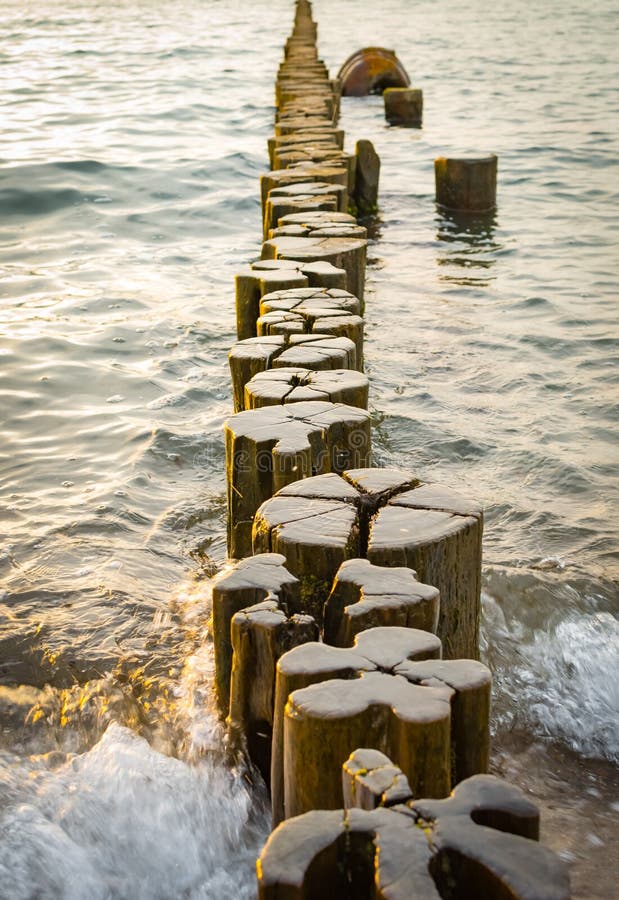 Wooden groynes stock image. Image of landscape, baltic - 42302767