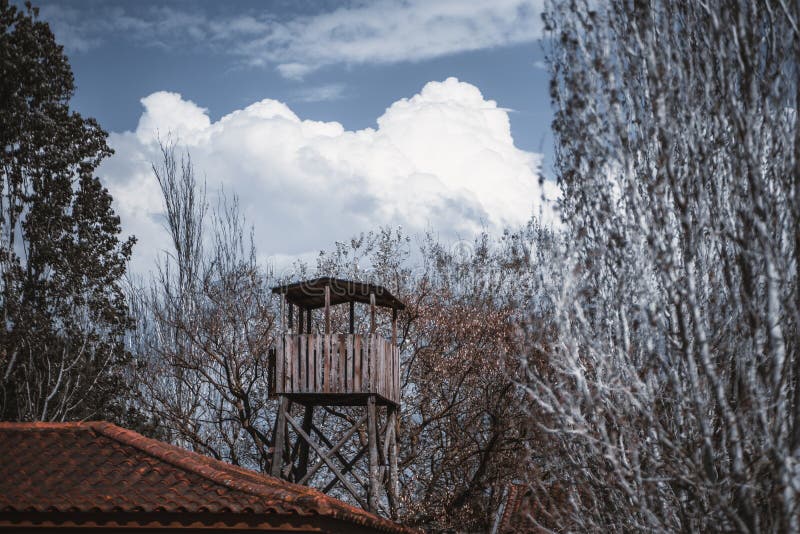 A Wooden Guard Tower Over the Prison Stock Photo - Image of ...