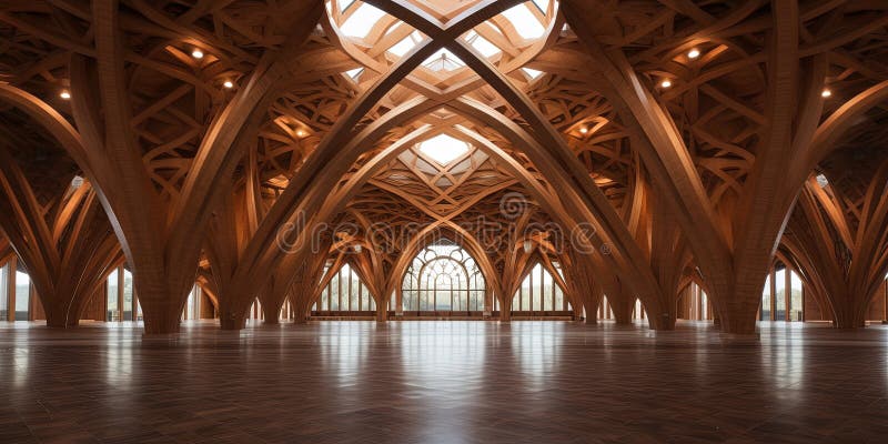 Wooden Hall and Center Architecture. Stock Image - Image of luxury ...