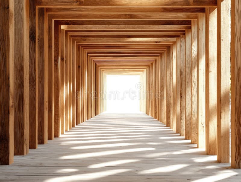 Wooden Hallway with Light stock photo. Image of modern - 378002280