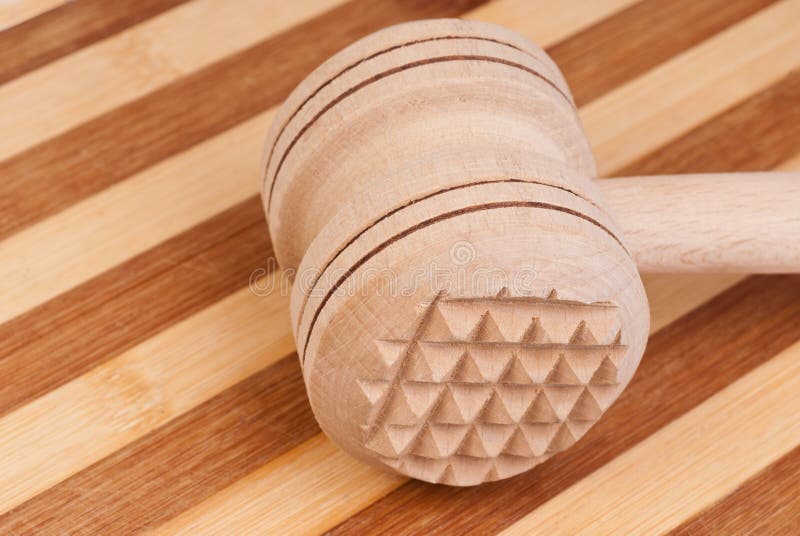 A Wooden Hammer for Beating the Meat Stock Photo - Image of cutlet ...