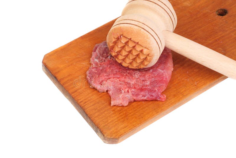 A Wooden Hammer for Beating the Meat Stock Image - Image of cutlet ...