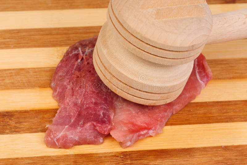 A Wooden Hammer for Beating the Meat Stock Image - Image of cutlet ...