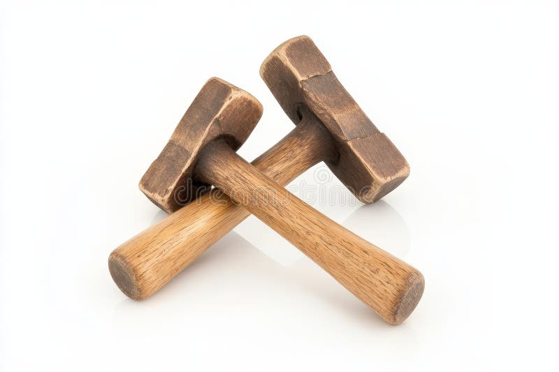 Wooden Hammers Crossed Two Small Wooden Hammers Craftsmanship Tools ...