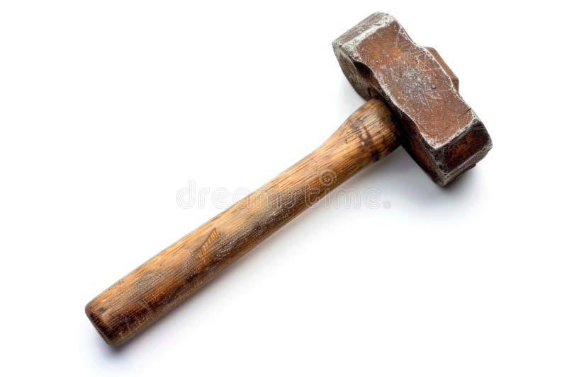 A Wooden Handle Hammer on a White Surface, Suitable for Construction ...