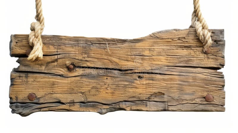 Wooden Hanging Signboard with Rope Isolated on White Background Stock ...