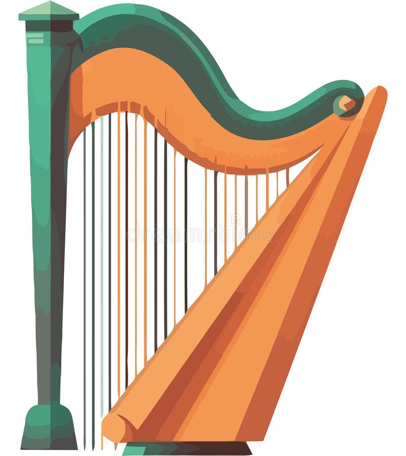 Wooden harp illustration stock vector. Illustration of instrument ...