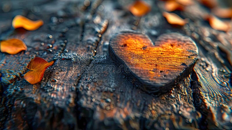 Wooden Heart on a Wooden Background. Shallow Depth of Field Stock ...