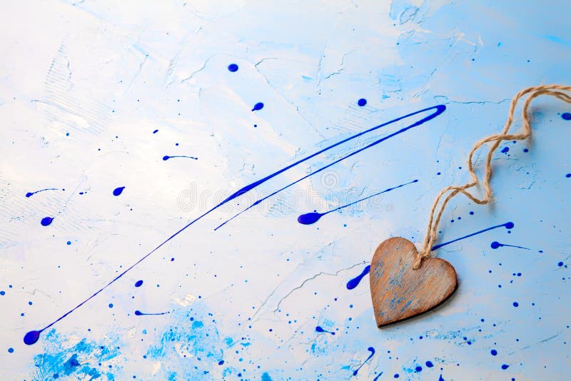 Heart on a String,background Blue, Stock Photo - Image of material ...