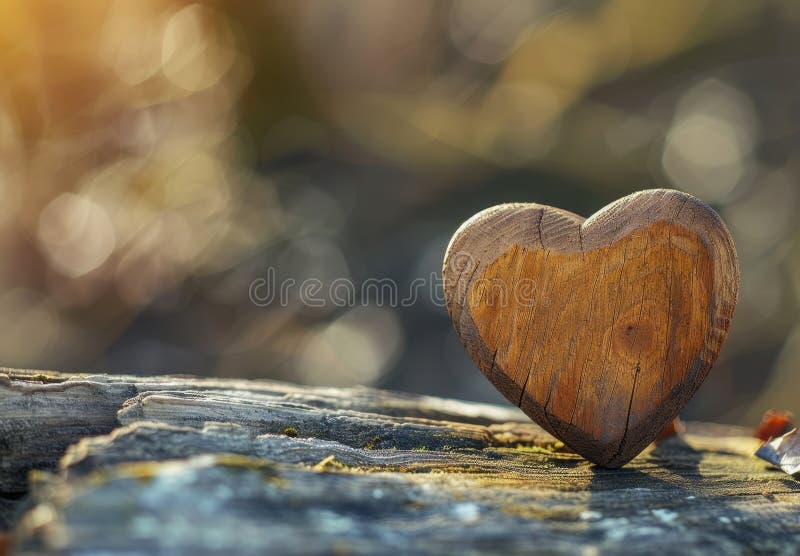 Wooden Heart on Rustic Background Stock Illustration - Illustration of ...