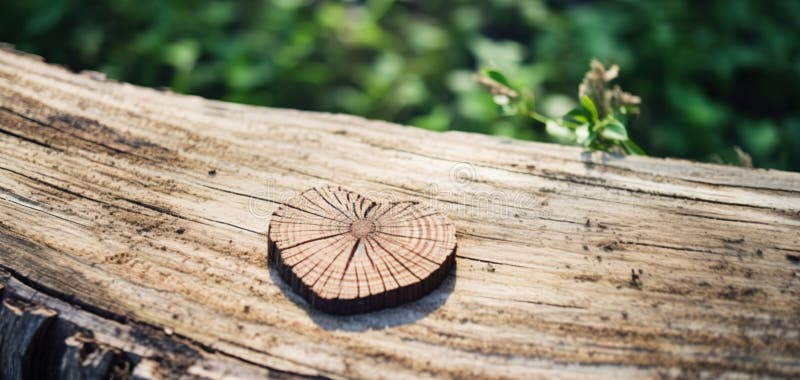 A Wooden Heart Sawn from a Tree. Generative AI Stock Illustration ...
