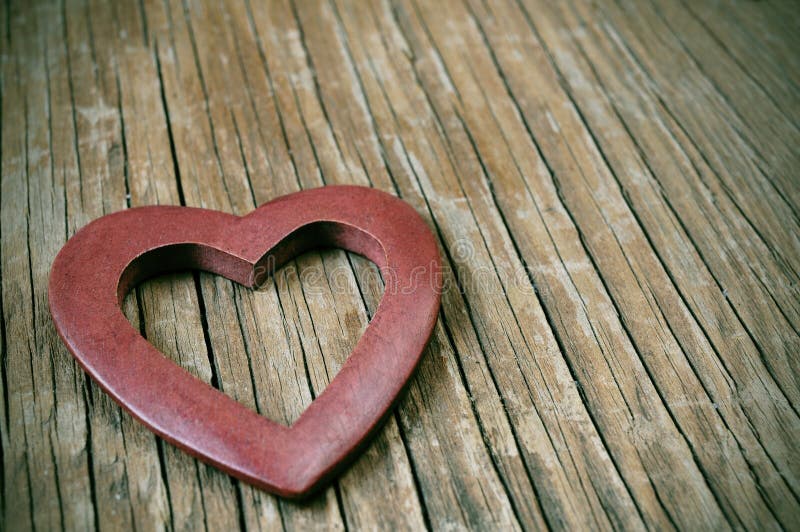 Wooden Heart on a Wooden Surface with a Filter Effect Stock Photo ...