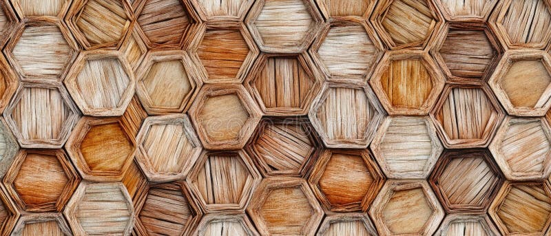 Wooden Hexagonal Tiles Arranged in a Repeating Pattern Stock ...