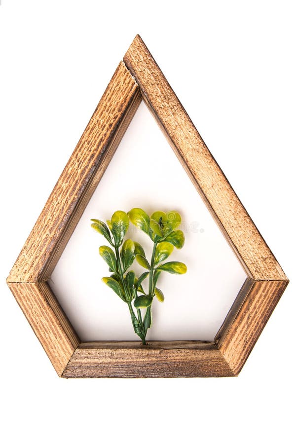 Wooden Hexagonal Wall Decorative Frame with an Artificial Flower in the ...