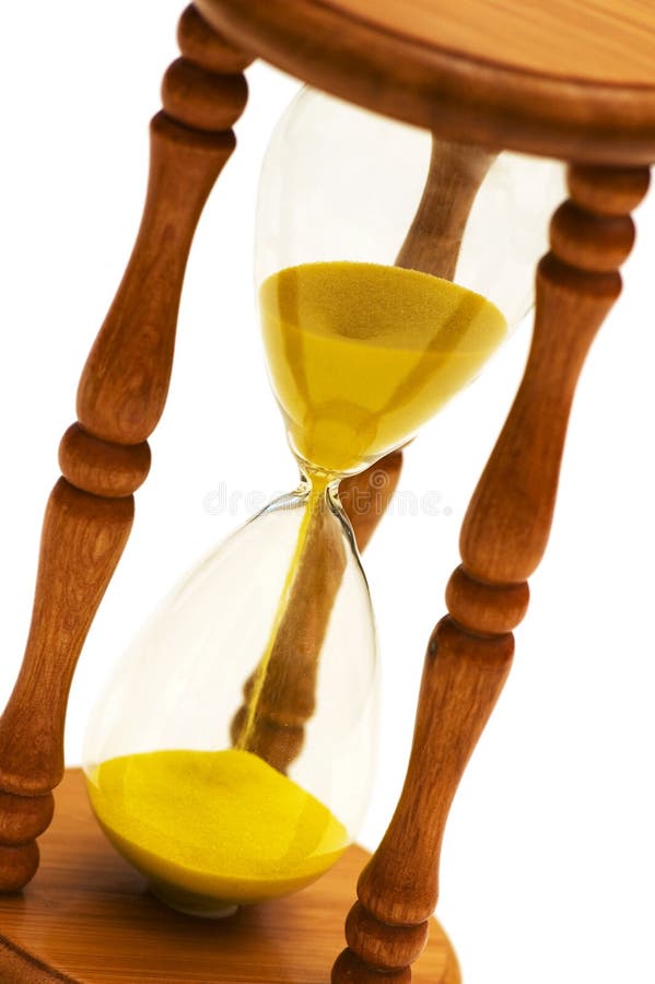 Wooden hourglass isolated stock image. Image of moment - 9146189