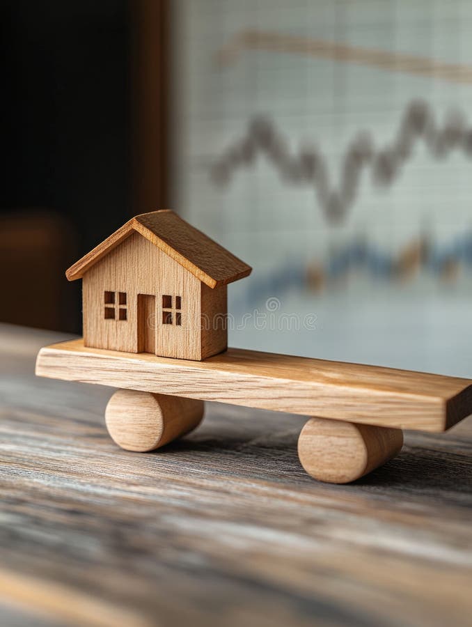 Wooden House on a Balanced Wooden Scale. Stock Image - Image of symbol ...