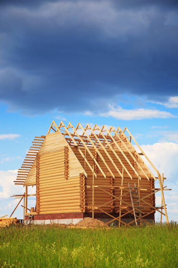 Wooden house, construction stock image. Image of cement - 12688097