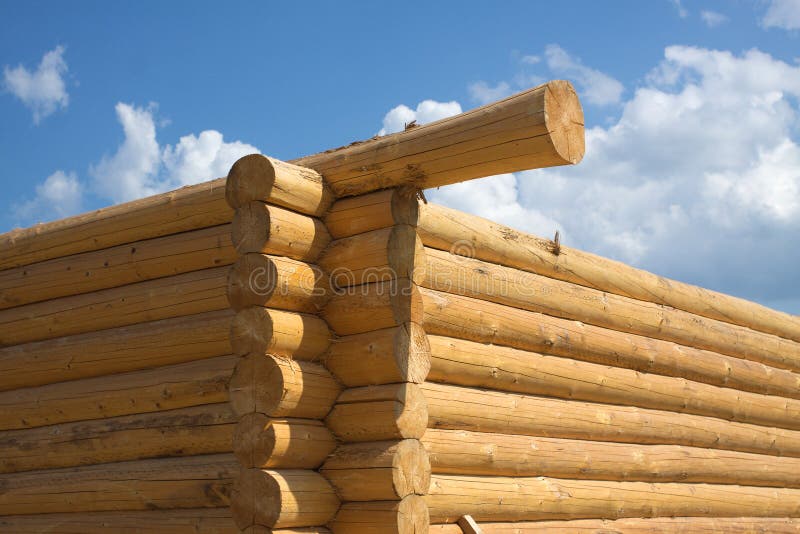Wooden House Construction from Logs Stock Image - Image of wood, white ...