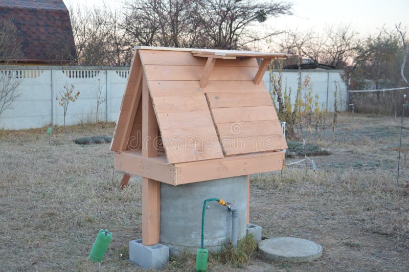 Wooden House for Drinking Water Well Stock Image - Image of water ...