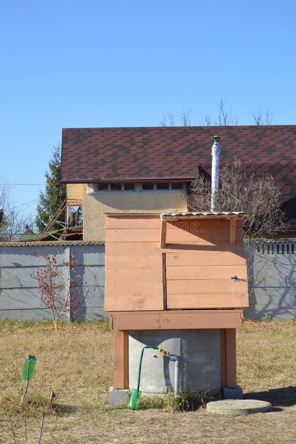 Wooden House for Drinking Water Well Stock Photo - Image of rural ...
