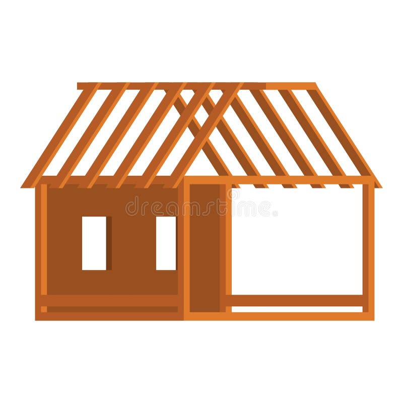 Wooden House Frame Being Constructed with Timber Beams Stock ...