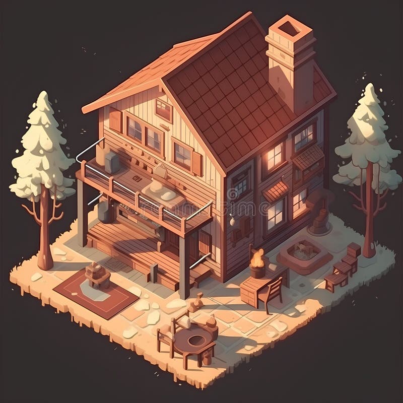 Wooden House in Isometric Style. 3d Vector Illustration Stock ... Wooden House in Isometric Style. 3d Vector Illustration Stock ...