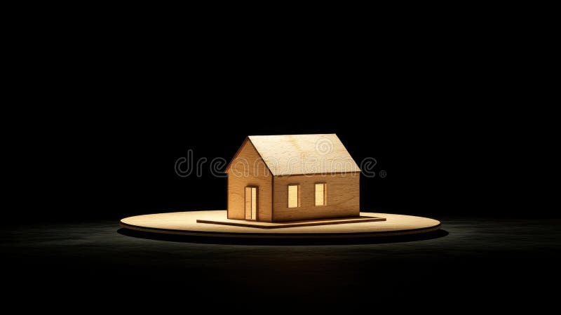 Wooden House Miniature Standing on Table, Showing Details and Simple ...