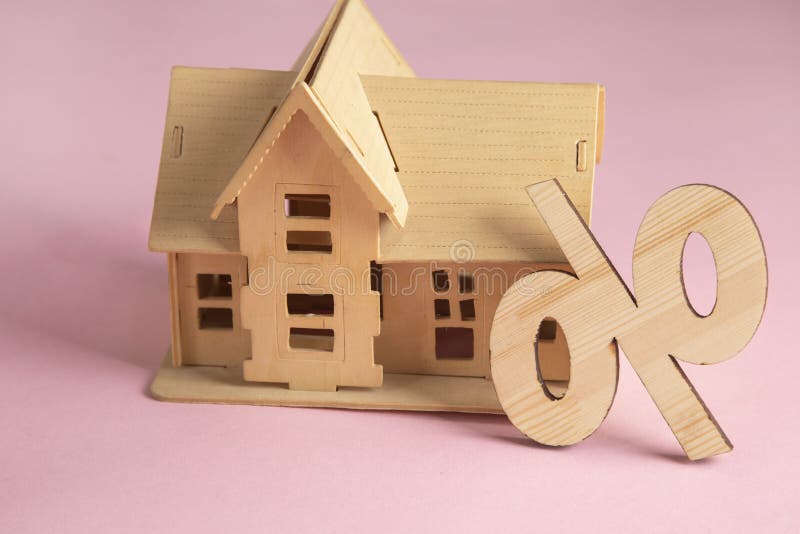 Wooden House Model and Percent Stock Photo - Image of real, financial ...