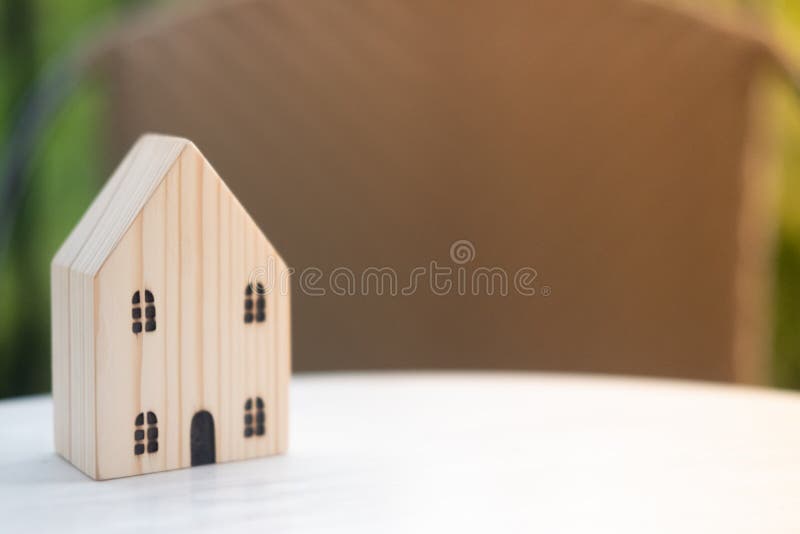 Wooden House Model on Table. Real Estate Concept Stock Photo - Image of ...