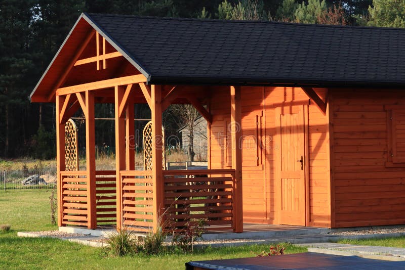 A Wooden House Standing on a Small Garden Plot. Stock Photo - Image of ...