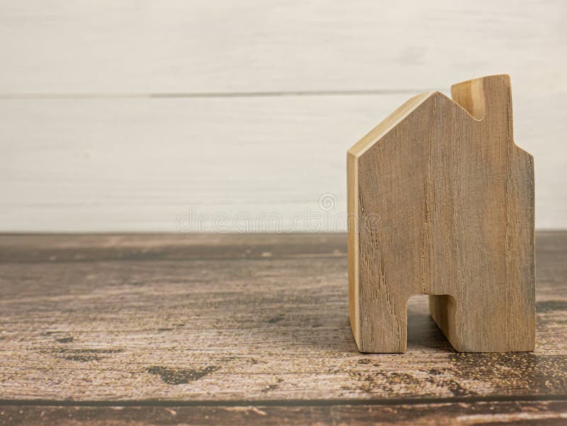 Wooden House on Table for Property or Construction Concept Stock Photo ...