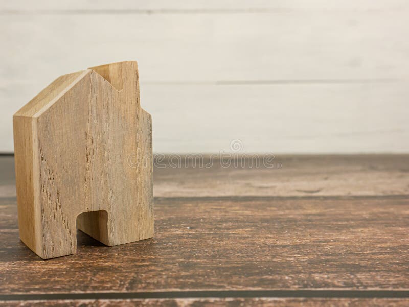 Wooden House on Table for Property or Construction Concept Stock Photo ...