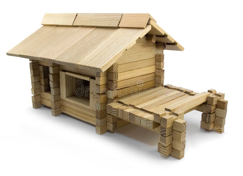 Wooden House Toy Puzzle Constructor. Stock Image - Image of ...