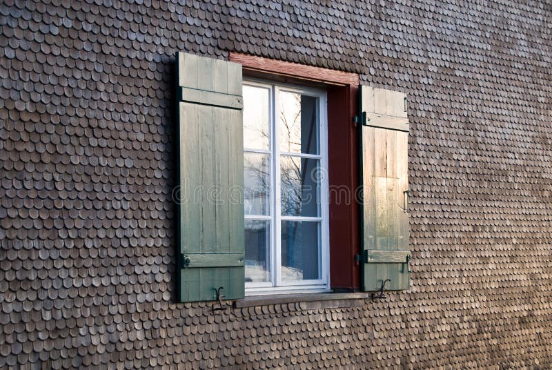 Wooden house window stock photo. Image of tiles, open - 4140944