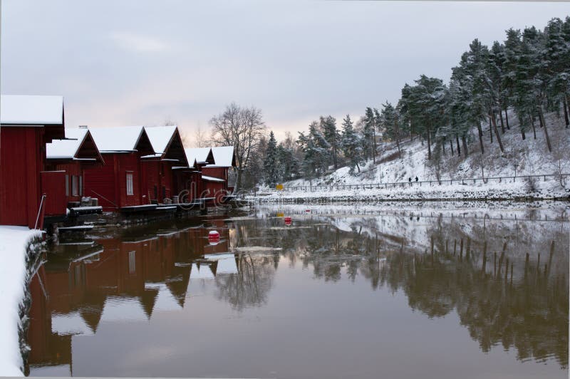 Wooden Houses of Porvoo Facing River Stock Photo - Image of daylight ...