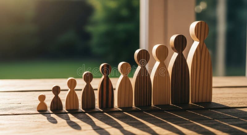 Wooden Human Figures in Increasing Size, Symbolizing Growth ...