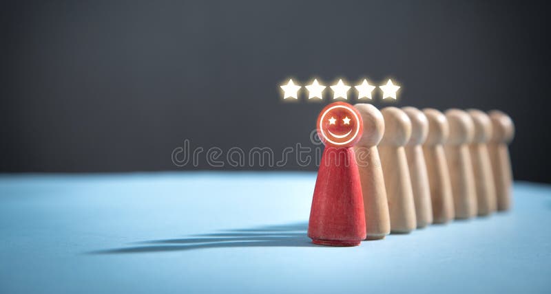 Wooden Human Figures with Positive Face. Customer Evaluation and ...