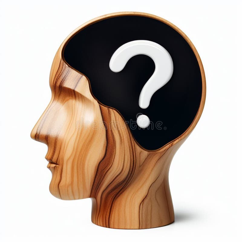 Wooden Human Head with Question Mark Symbolizing Curiosity and ...