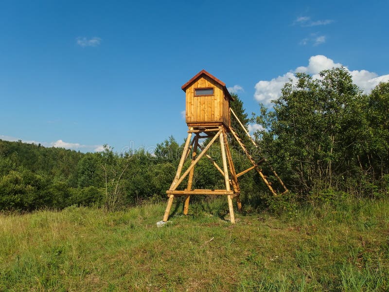 Wooden Hunter Lookout Tower, Slovakia Stock Photo - Image of hunting ...