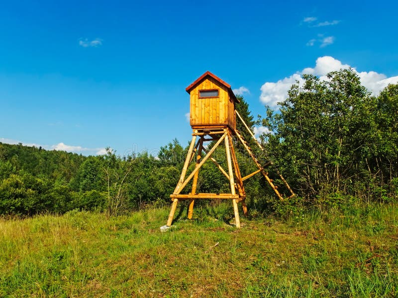 Wooden Hunter Lookout Tower Stock Image - Image of europe, corner ...