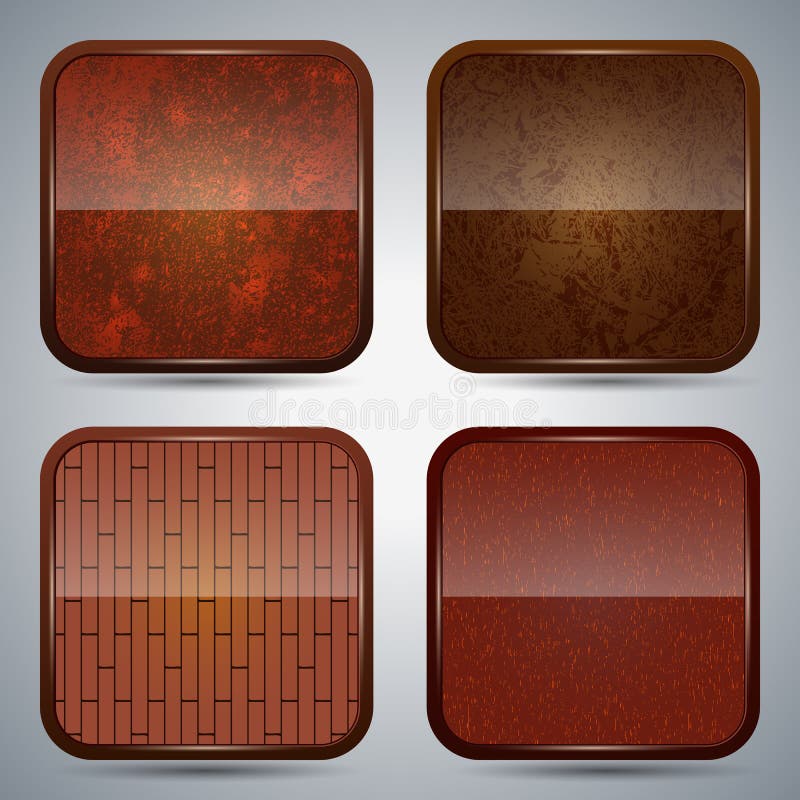 Wooden icon vector set stock vector. Illustration of border - 31427289